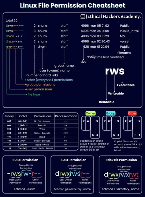 linux file permission cheatsheet 🐧 r cybersecurityinsights