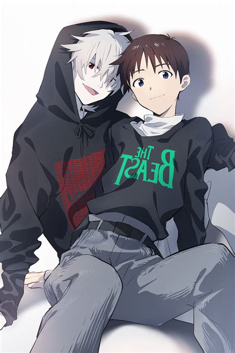 Ikari Shinji And Nagisa Kaworu Neon Genesis Evangelion Drawn By Kkr Danbooru