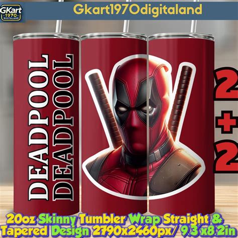 Deadpool 20oz Skinny Tumbler Wrap Png Digital Download Deadpool