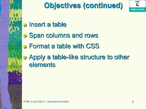 Ppt Html5 And Css3 Illustrated Unit G Organizing Content With Lists And Tables Powerpoint
