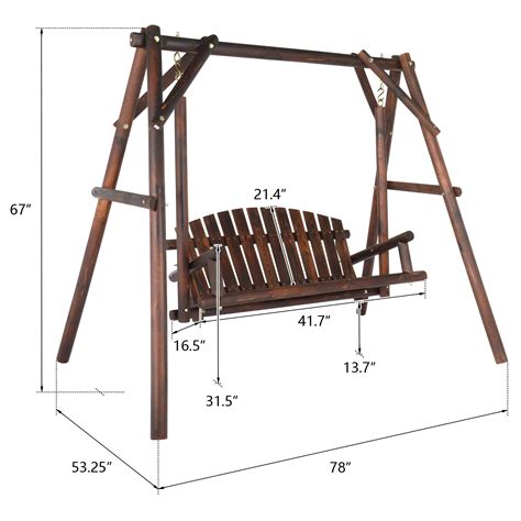 Outvita 78 Inch Log Swing Stand Porch Swing Set Wood Bench India Ubuy