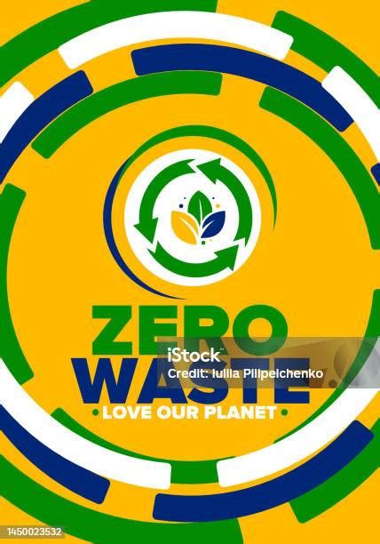 제로 웨이스트 생태 포스터 거절하고 줄이십시오 재사용 및 재활용 환경을 위한 녹색 1월 친환경 라이프스타일 지구를 구하세요 플라스틱이없고 에코 백 만 있습니다 벡터 그림 0