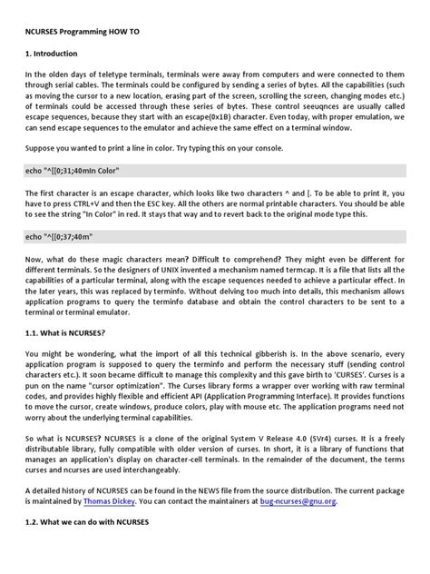 Ncurses Programming Howto Pdf Computer Terminal Application Programming Interface
