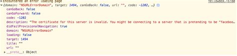 Nsurlerrordomain 1202 Certificate · Issue 407 · React Native Webviewreact Native Webview