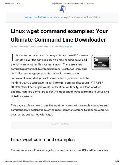 Wget Command In Linux With Examples Nixcraft Pdf Linux File