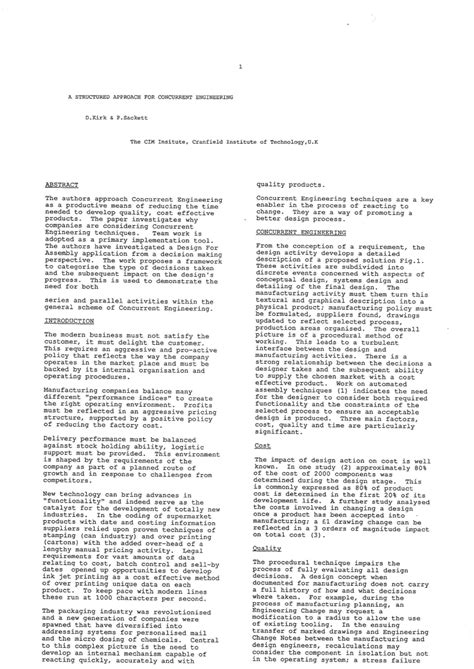 Pdf A Structured Approach For Concurrent Engineering