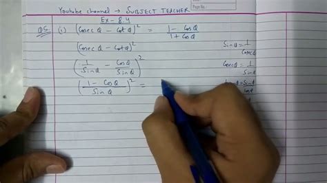 Chapter TRIGONOMETRY Exercise Part Maths Class NCERT In English Or Hindi YouTube
