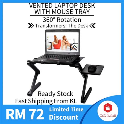 Ready Stockproocam Adjustable Laptop Table Portable Foldable Computer Desk Vented Bed Desk