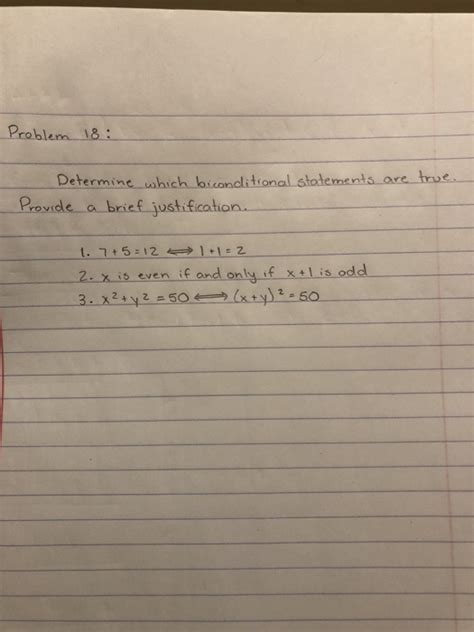 Solved Problem 18 Determine Which Biconditional Statements