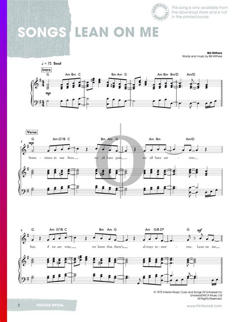 Lean On Me Bill Withers Piano Sheet Music Oktav