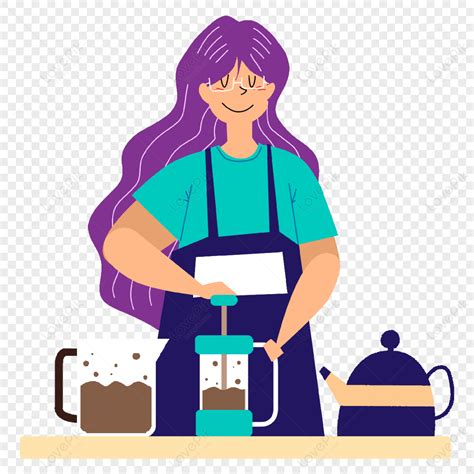 바리 스타 커피 일러스트 만들기 평면 그림 캐릭터개념가상 Png 일러스트 무료 다운로드 Lovepik