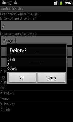 Android Er Delete Row In SQLite Database
