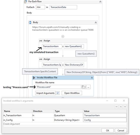 manually creating a transactionitem queueitem w o an orchestrator queue