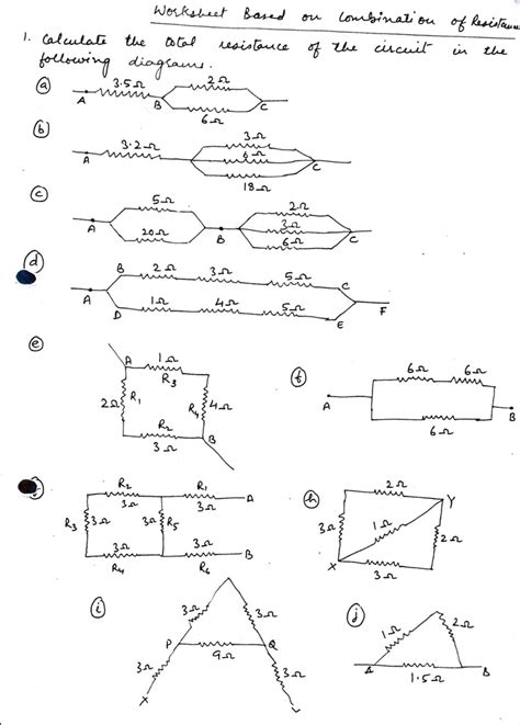 Solved Circuit Diagram Worksheet For Calculating The Total Resistance Of The Circuit