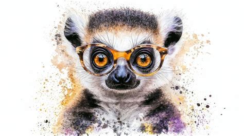 An Illustration Showing A Lemur Wearing Sunglasses Illustration