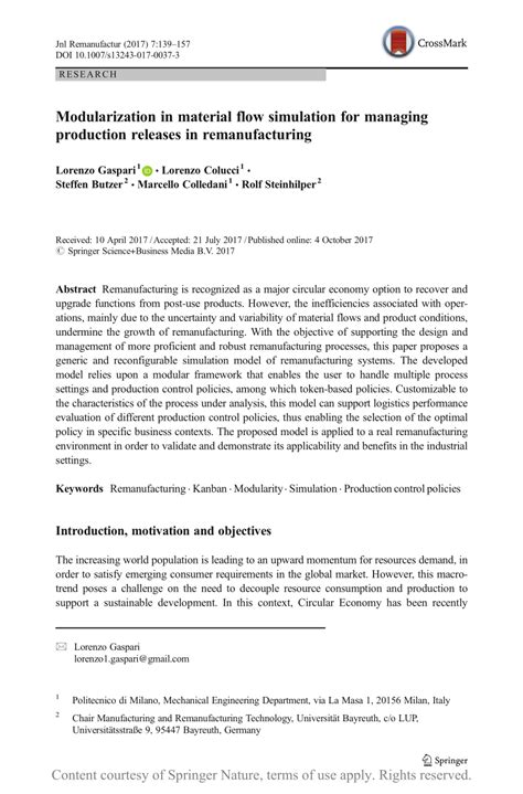 Modularization In Material Flow Simulation For Managing Production