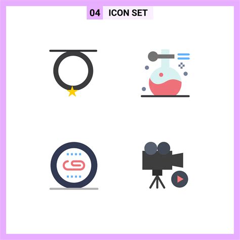 Mobile Interface Flat Icon Set Of 4 Pictograms Of Accessories Engine Necklace Oil Media Editable