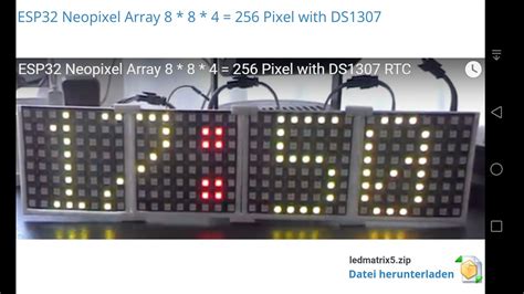 Micropython Esp32 Neopixel Array 8 8 4 256 Pixel With Ds1307 Rtc