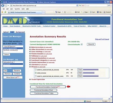 114 Annotation Summary Page Of David Functional Annotation The