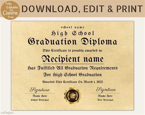 Plantilla De Diploma De Escuela Secundaria Imágenes De Plantilla