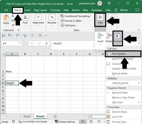How To Copy And Paste Row Height Only In Excel