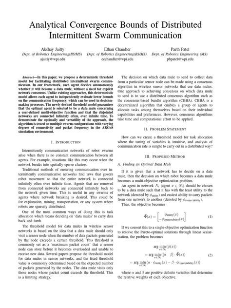 Rbe595 Distributed Intermittent Communication Progress Report Pdf Computer Network