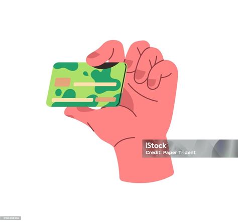 인간의 손은 다채로운 플라스틱 신용 직불 카드를 들고 있습니다 사람은 전자 화폐로 구매하고 무현금 결제로 지불합니다 디지털 뱅킹 금융 이해력 흰색에 평평한 고립 된 벡터