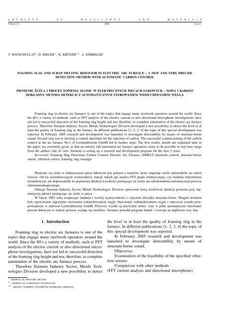 1 Introduction Foaming Slag In Electric Arc Furnaces Is One Of The