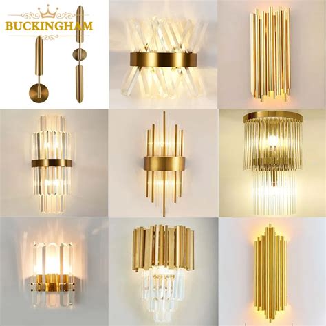 모던한 Led 벽 램프 골드 럭셔리 크리스탈 벽 조명 E14 에디슨 전구 침실 거실 서재 집 조명 기구 Aliexpress