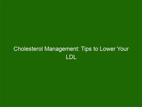 Cholesterol Management Tips To Lower Your LDL And Increase Your HDL Health And Beauty
