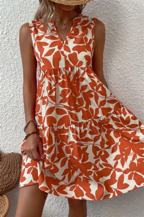Wholesale Navy Blue Casual Print Patchwork V Neck Sleeveless Dress