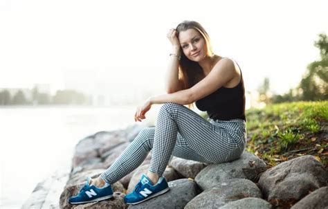 Download Wallpaper Look Girl Face Stones Sitting Nastya Section
