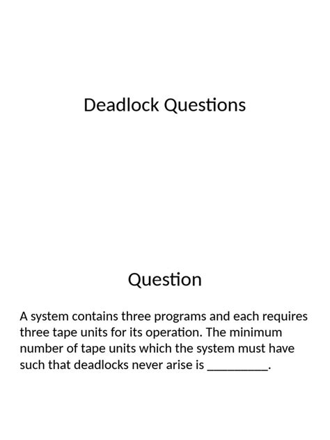 deadlock questions pdf applied mathematics linear algebra