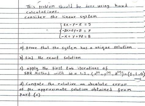 Solved Hand This Problem Should Be Done Using Calculations