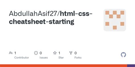 Github Abdullahasif Html Css Cheatsheet Starting