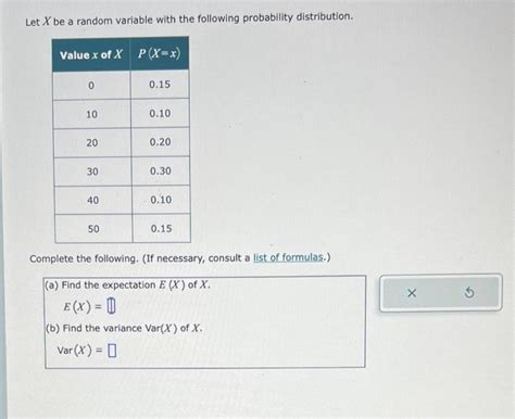 Solved Let X Be A Random Variable With The Following Chegg Com