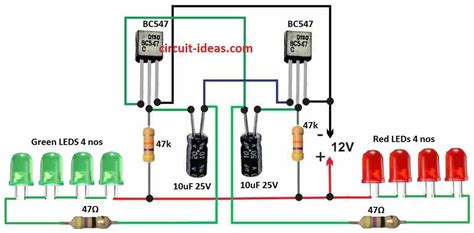 Simple Alternate Red Green LED Flasher Circuit Circuit Ideas For You