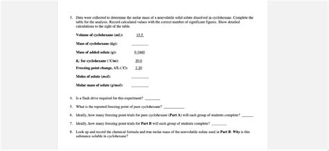 solved 3 data were collected to determine the molar mass of