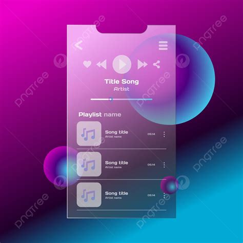 Gradient Glass Morphism Mobile App Music Template Vector Template