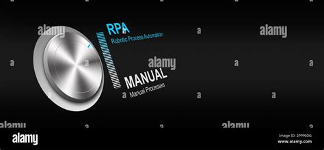 Selection Of Rpa Robotic Process Automation Mode By Turning The Knob On A Dark Background