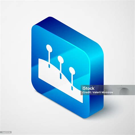 회색 배경에 격리 된 등분 침술 치료 아이콘 한의학 전체적인 통증 관리 치료 파란색 정사각형 버튼 벡터 3차원 형태에 대한 스톡 벡터 아트 및 기타 이미지 Istock