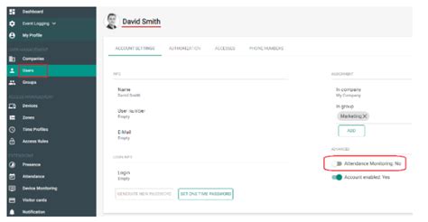 attendance and presence how to configure faq access private