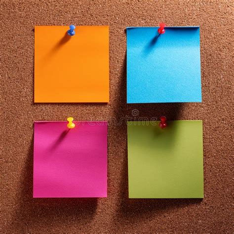 Colorful Note Papers Post It Notes On Cork Board Stock Illustration