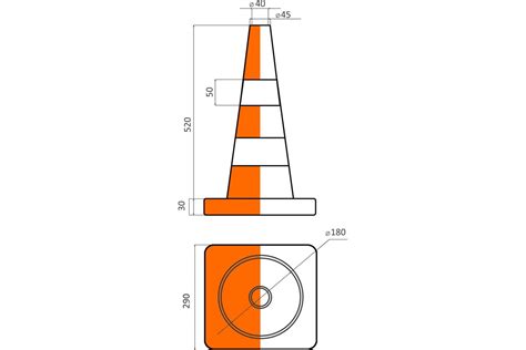 Дорожный конус ТЕХНОЛОГИЯ КС 2 8 0 520 мм мягкий 2 светоотражающие