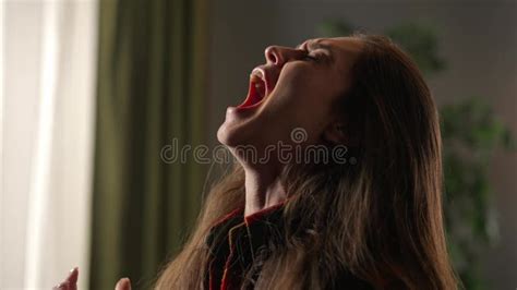 Portrait Of Attractive Female Model In Negative Mood Close Up Shot