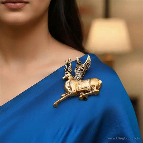 Golden Winged Deer Brooch Bling Bag