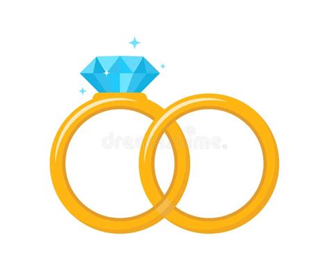 Two Interlocking Golden Wedding Rings On White Background Vector