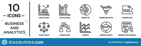 Businessandanalytics Linear Icon Set Stock Vector Illustration Of Statistics Linear 207079316