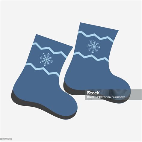 장식품과 눈송이가 달린 파란색 겨울 부츠 한 켤레 어그 부츠 펠트 부츠 부츠 겨울과 가을 신발 포근한 신발 벡터 그림입니다 0