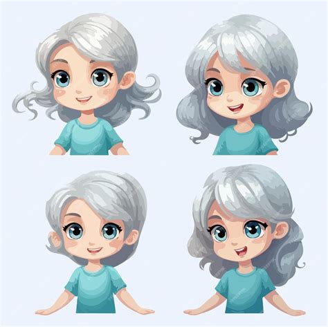 Premium Vector Captivating Girl With White Hair Portrait In
